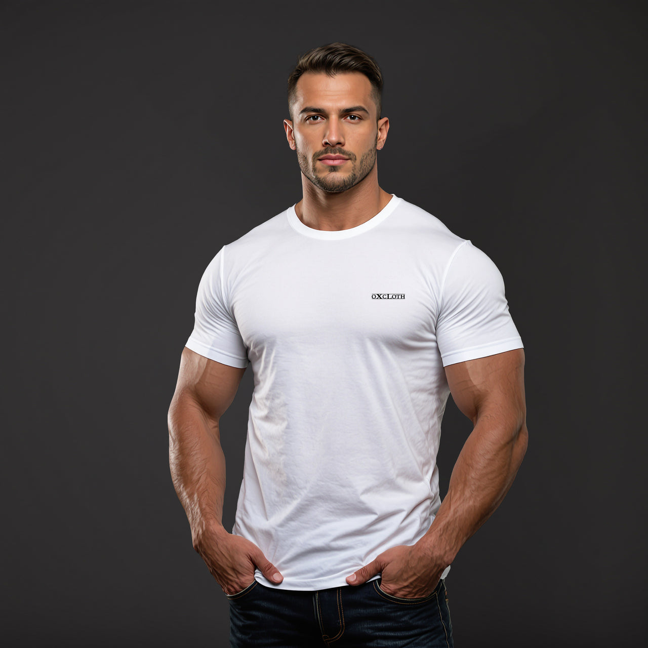 Muscle Fit White T-Shirt For Athletes and Bodybuilders | Oxcloth